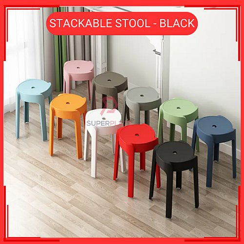 Black Color Stackable Stool High Plastic Stool Nordic Style